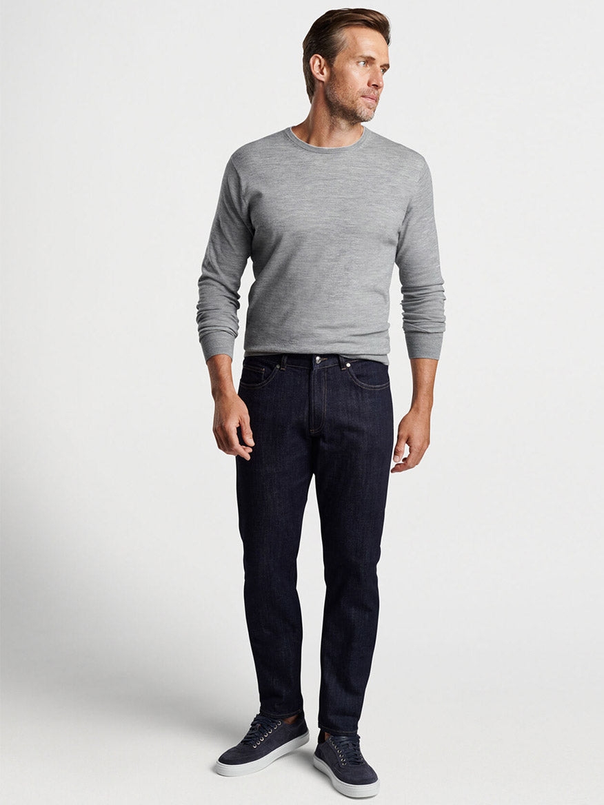 Vintage Washed Five-Pocket Denim in Dark Indigo | Peter Millar