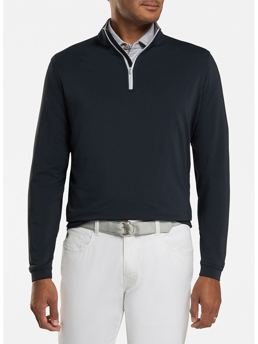 Perth Performance Quarter-Zip Black Sweaters | Peter Millar
